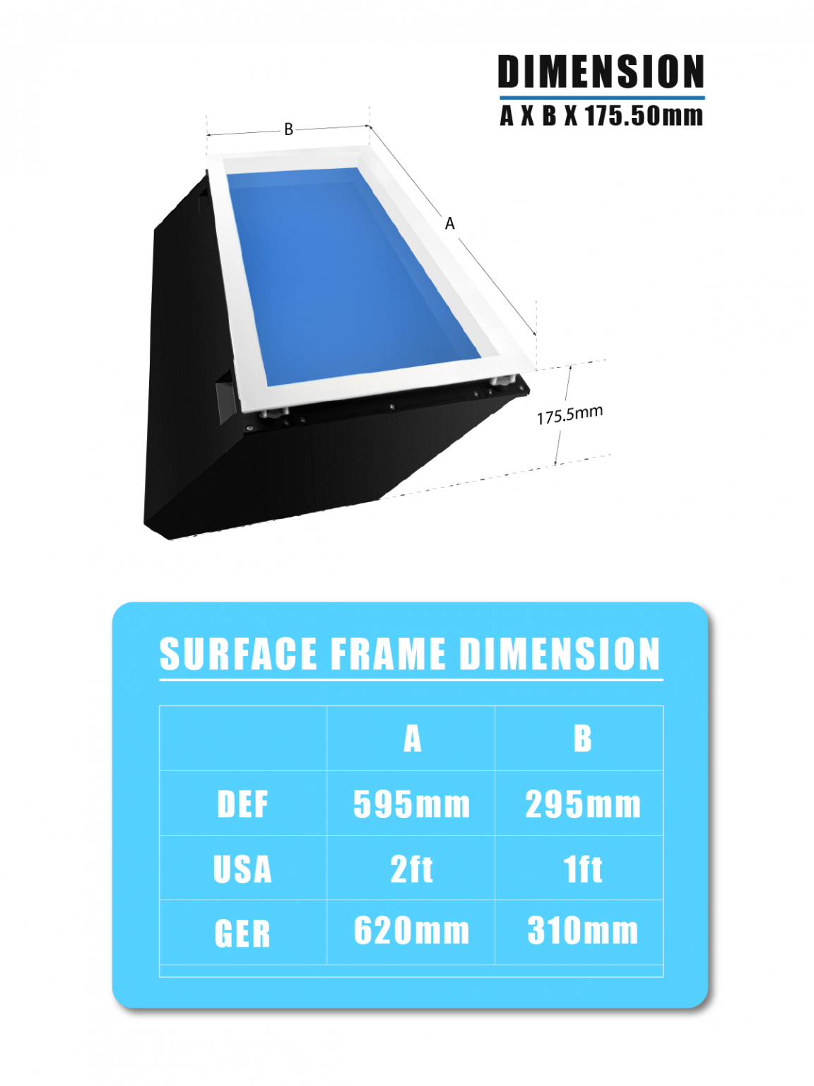 Artificial sky light 60W 300x600mm(1x2ft) - Pesetech Artificial Skylight